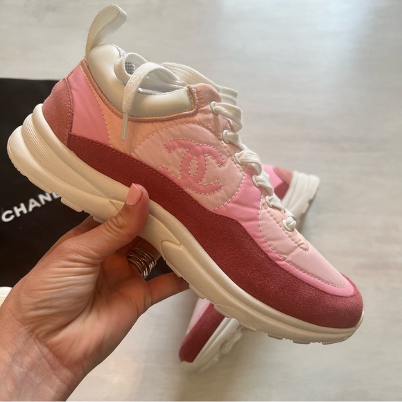 CHANEL | Shoes | Chanel Pink White Sneakers Size | Poshmark